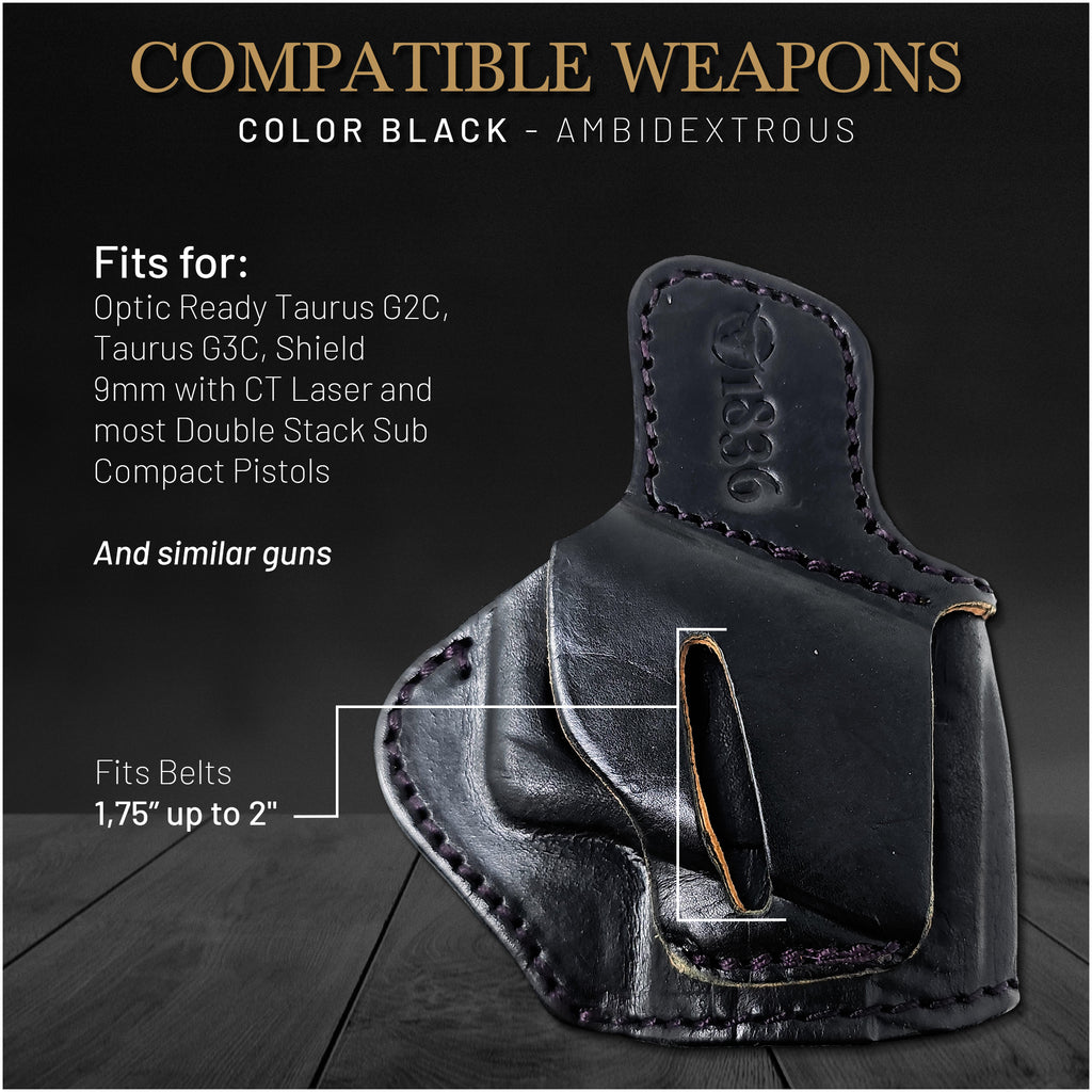 OWB Ambidextrous Leather Holster for Shield, Taurus G2C/G3C – Popular ...