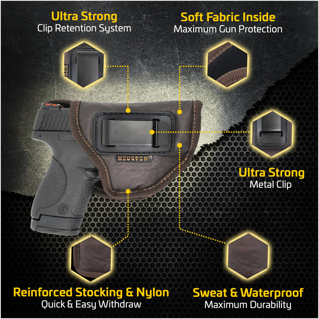 IWB Gun Holster by Houston - ECO Leather Concealed Carry Soft Material ...