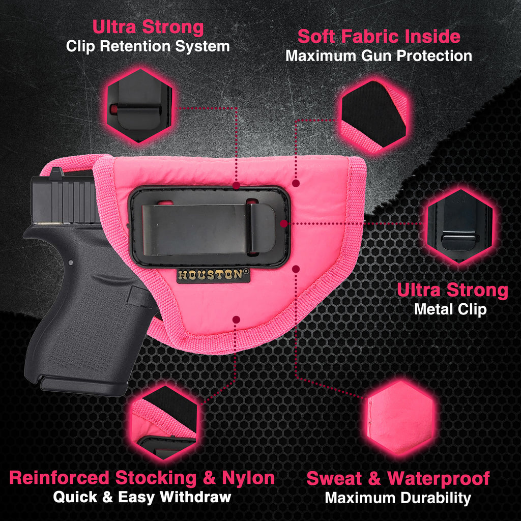 Pink IWB Gun Holster by Houston | ECO LEATHER Concealed Carry Soft Mat ...